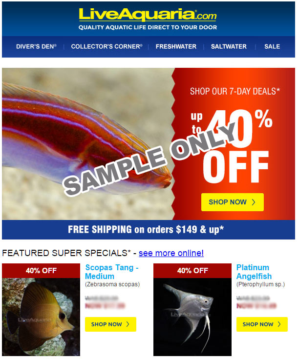 LiveAquaria.com Sample Newsletter